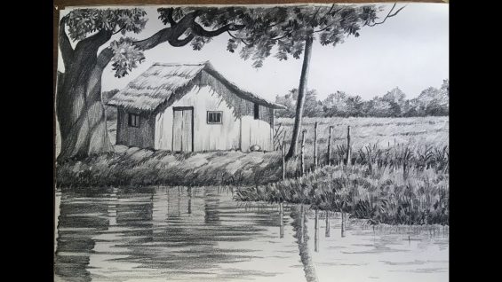 How to draw Pencil Shading Landscape | Pencil Art - PaintingTube