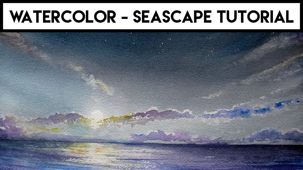 Ocean Painting Time Lapse [ Watercolor Painting Tutorial ] - PaintingTube