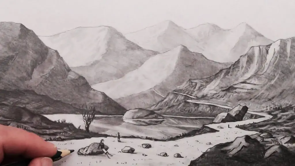 Easy landscape drawing in pencil - Scenery drawing - PaintingTube